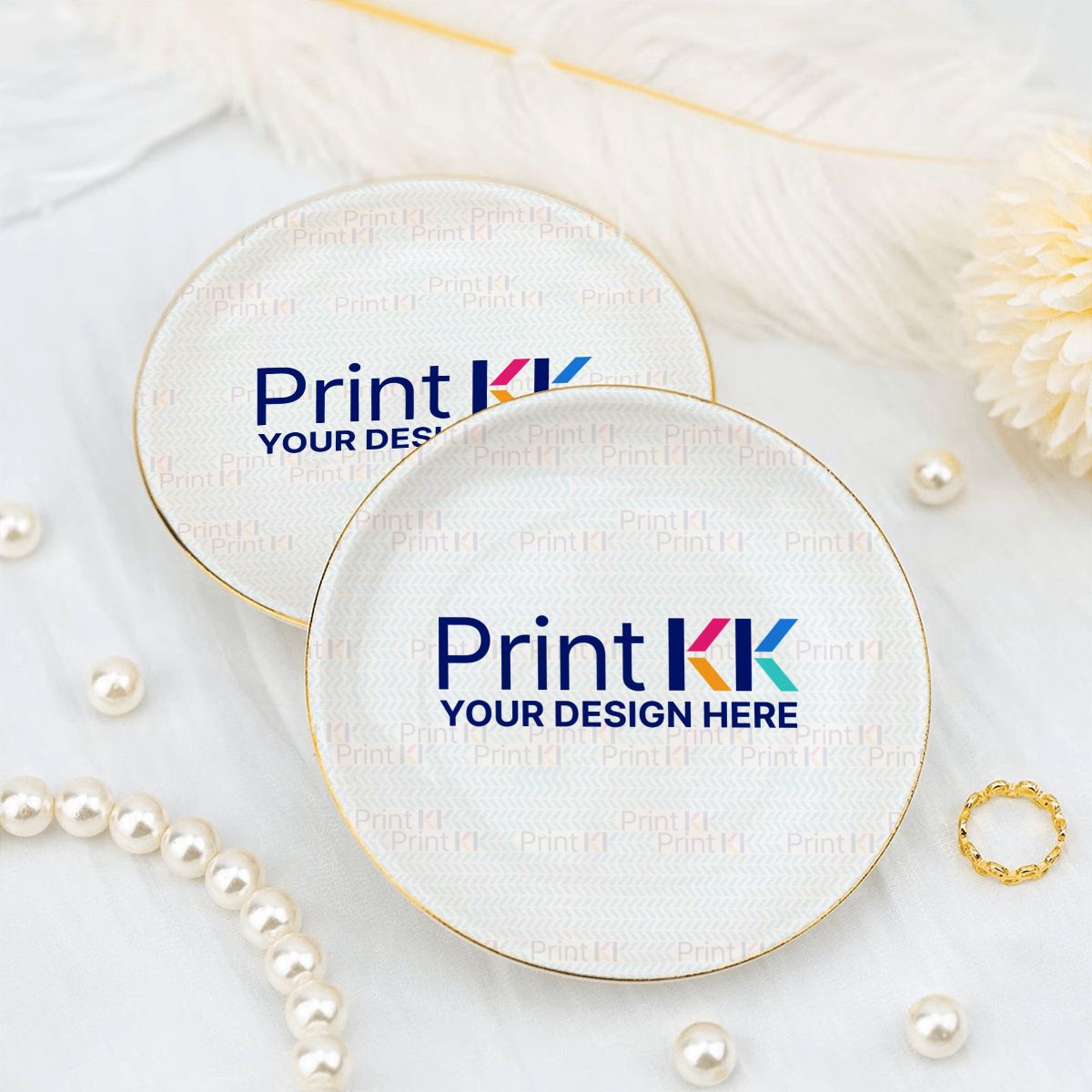 Print on Demand Round Ceramic Jewelry Tray - Home Decor - PrintKK